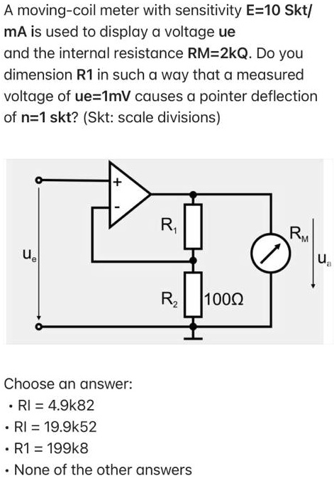 SOLVED: A moving-coil meter with sensitivity E=10 Skt/ mA is used to ...