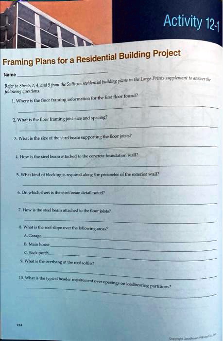 Activity 12-1 Framing Plans for a Residential Building Project Name ...