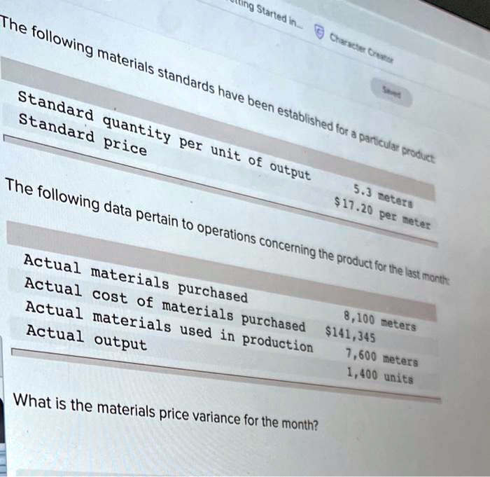 SOLVED: arted inCh Crr The following materials standards have been ...