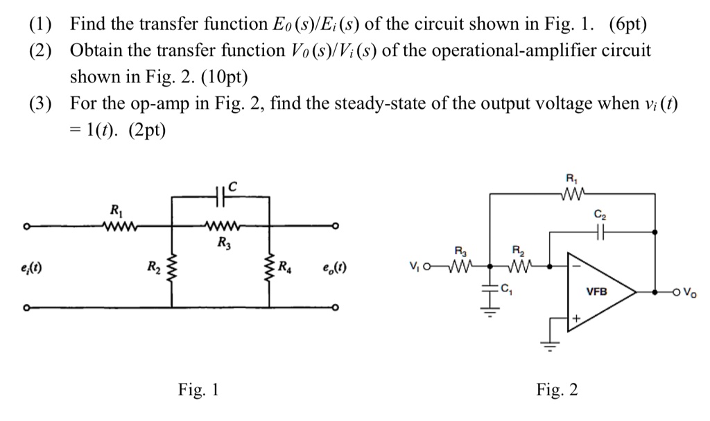 (1) Find the transfer function Eo(s)/Ei(s) of the circuit shown in Fig ...