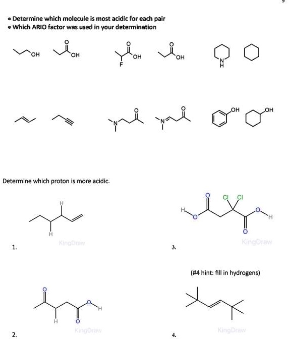 Determine which molecule is most acidic for each pair • Which ARIO ...