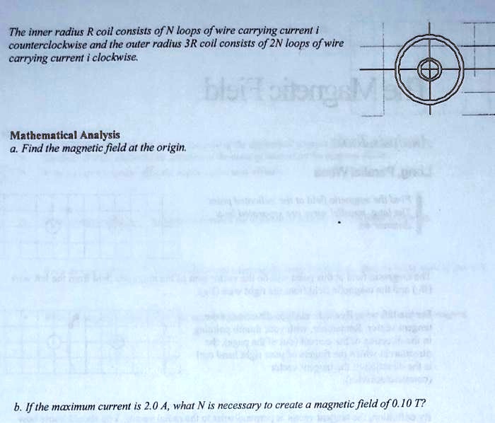The inner radius R coil consists of N loops of wire carrying current counterclockwise, and the ...