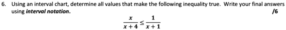 SOLVED: Using an interval chart, determine all values that make the ...