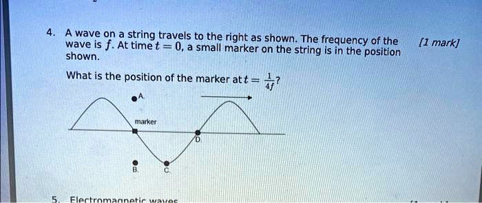 SOLVED: A wave on a string travels to the right as shown. The frequency ...