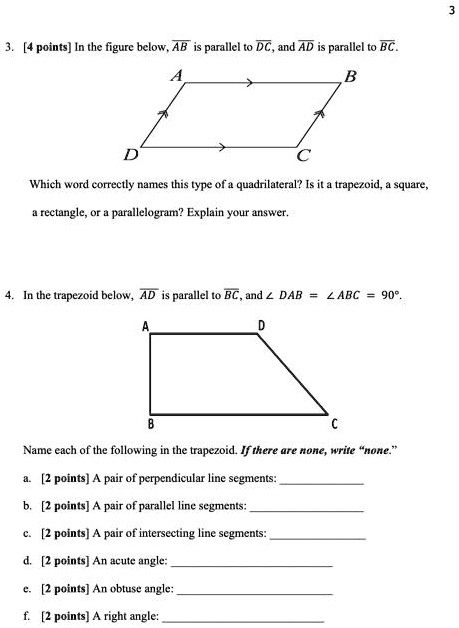 3. [4 points] In the figure below, AB is parallel to DC, and AD is ...