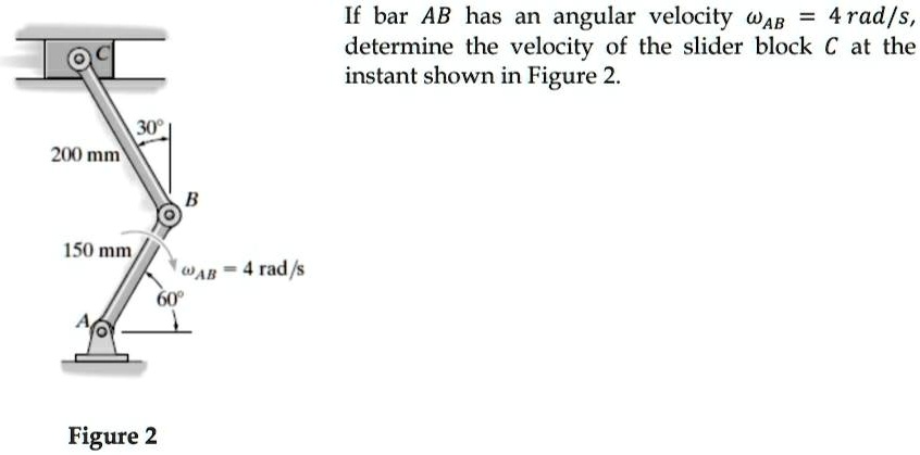 Solved If Bar Ab Has An Angular Velocity Omega Ab 4rad S Determine The Velocity Of The