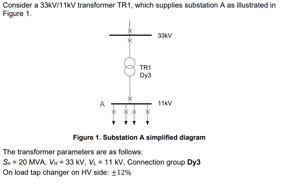 Consider a 33kV/11kV transformer TR1, which supplies substation A as ...