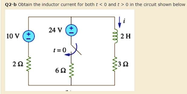 SOLVED: Q2-b Obtain the inductor current for both t 0 in the circuit shown below Q2-b Obtain the ...