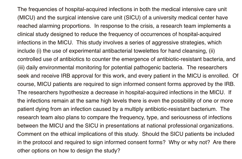 SOLVED: The frequencies of hospital-acquired infections in both the ...