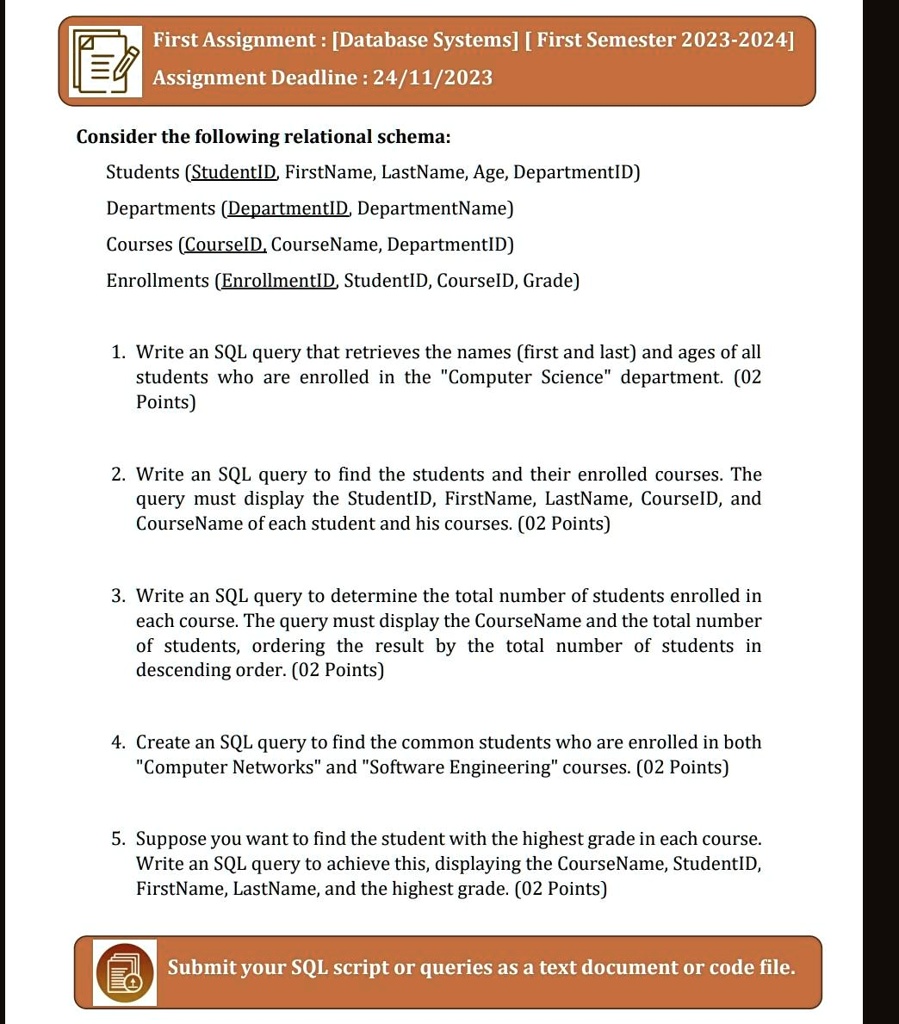 database first assignment database systems first semester 2023 2024 assignment deadline 24112023 ...