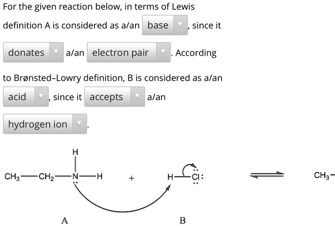 For the given reaction below in terms of lewis definition a...