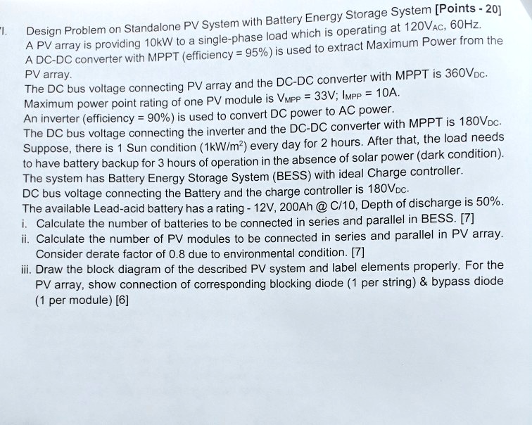 Solved Pv Array The Dc Bus Voltage Connecting The Battery And The 5636