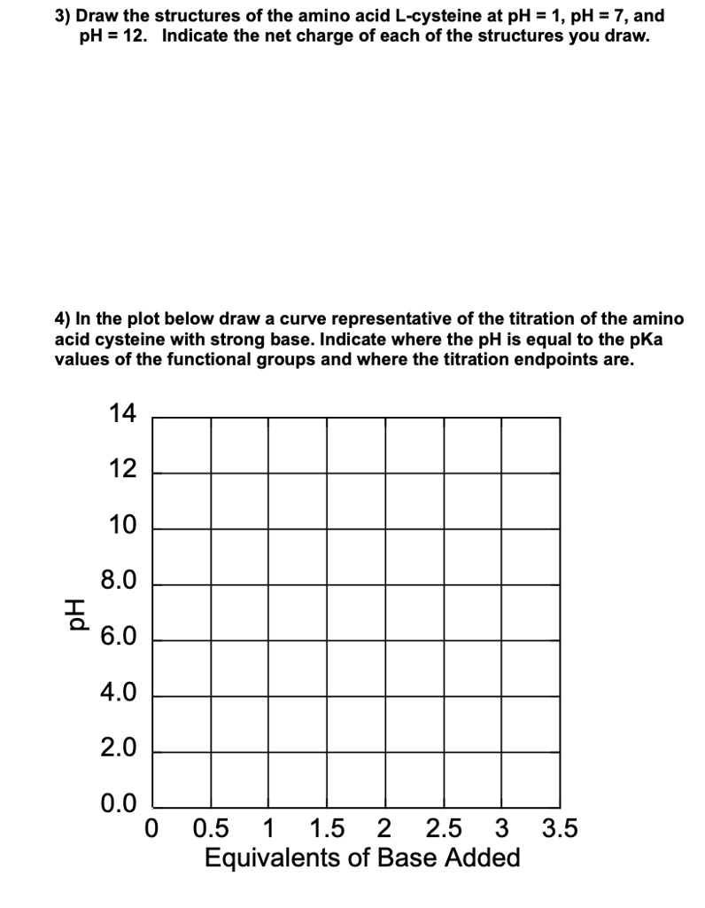 SOLVED: 3) Draw the structures of the amino acid L-cysteine at pH = 1 ...