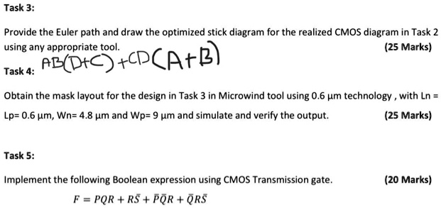 Solved Task 3 Provide The Euler Path And Draw The Optimized Stick Diagram For The Realized 5027