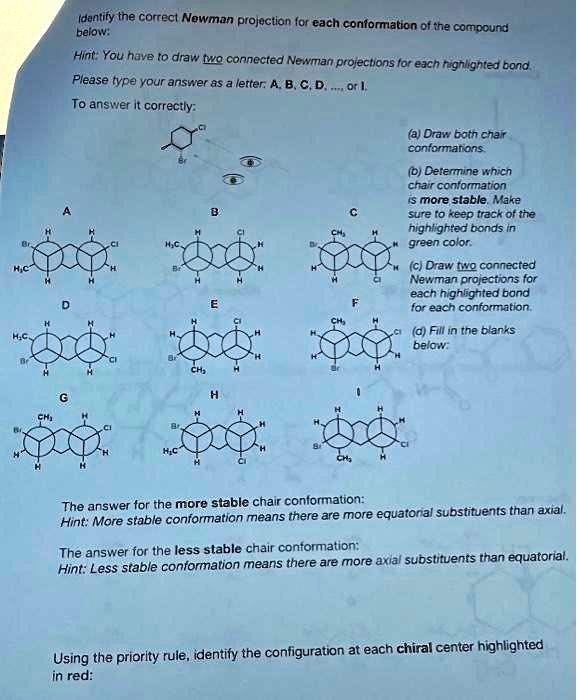 SOLVED: Identify the correct Newman projection for each conformation of the compound below: Hint ...