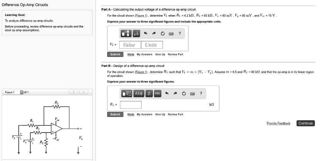 SOLVED: Learning Goal: To analyze difference op-amp circuits. Before proceeding, review ...
