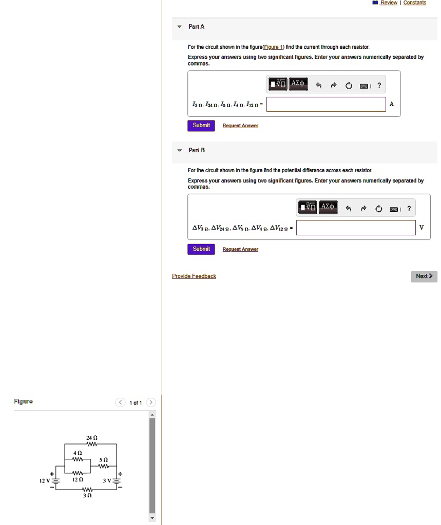 SOLVED: Part A For the circuit shown in the figure (Figure 1), find the current through each ...