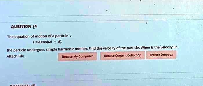 SOLVED: The equation of motion of a particle is s = Acos(wt + d). The ...