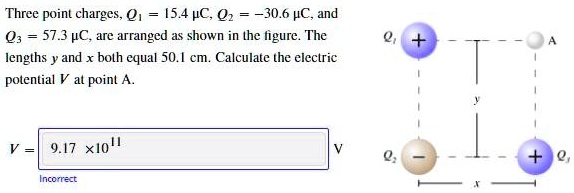 three point charges q1 1541c q1 306 hc and q3 573 hc are arranged as ...