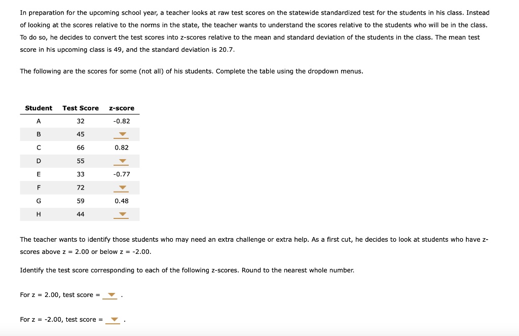 In preparation for the upcoming school year, the teacher looks at raw ...