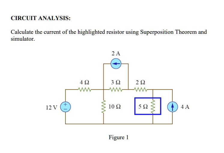 SOLVED: CIRCUIT ANALYSIS: Calculate the current of the highlighted resistor using Superposition ...