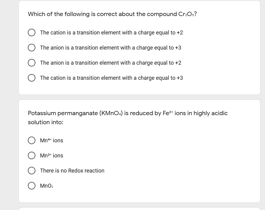 Which of the following is correct about the compound Cr2O3? The cation ...