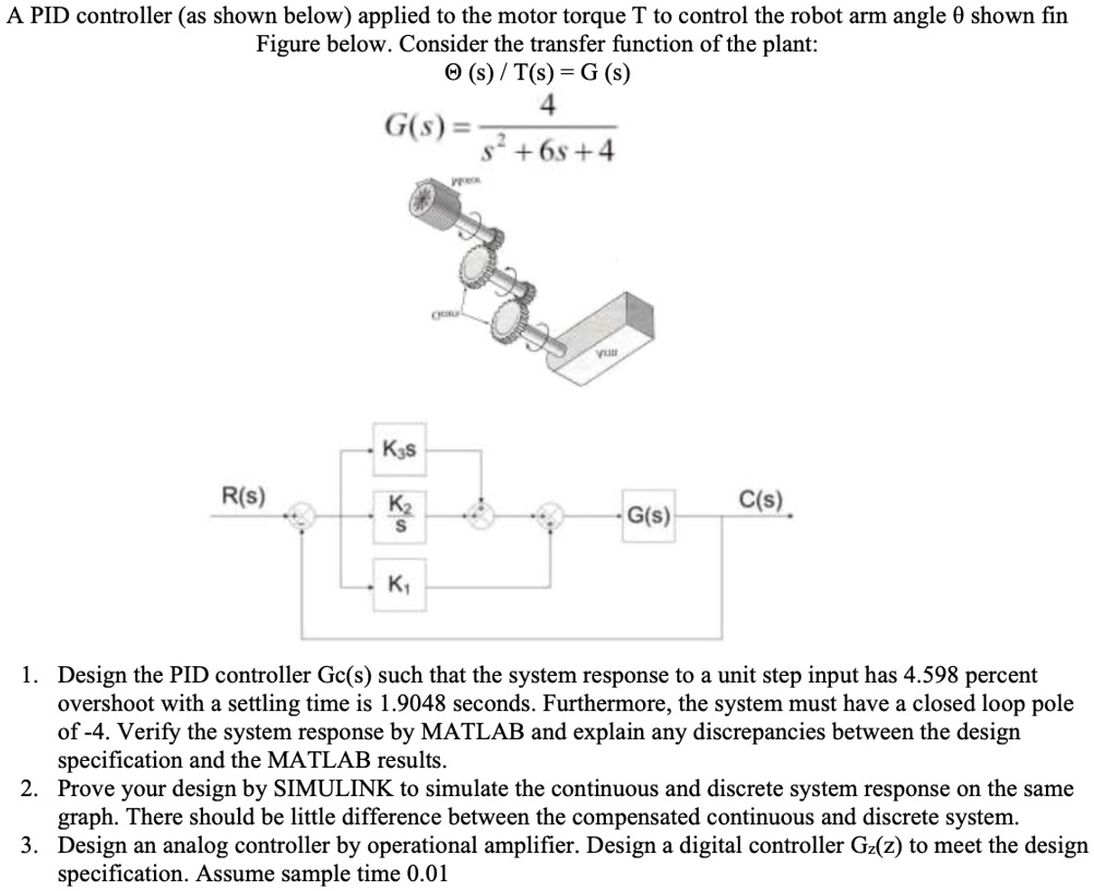 A PID controller (as shown below) applied to the motor torque T to ...