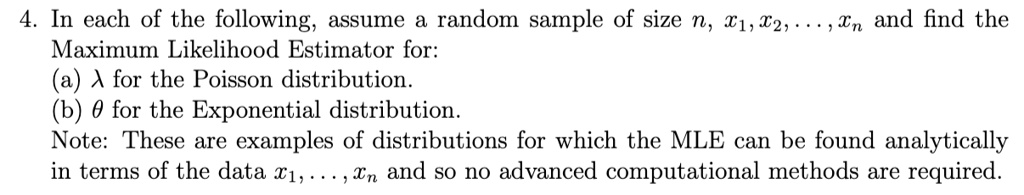 SOLVED: 4. In each of the following, assume a random sample of size n ...