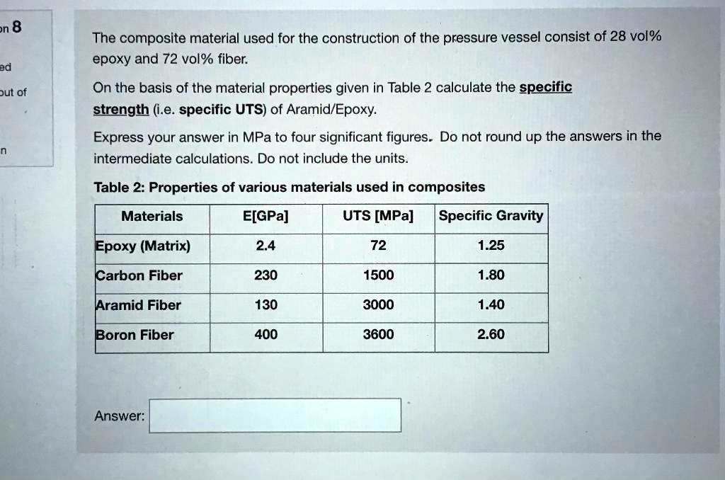 on 8 ed Out of n The composite material used for the construction of ...