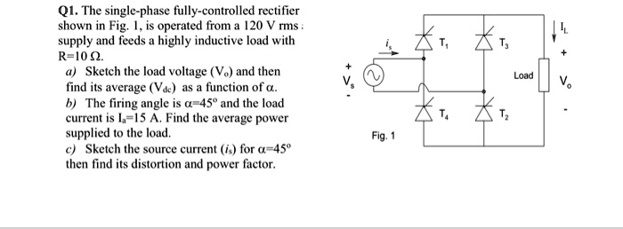 Q1. The single-phase fully-controlled rectifier shown in Fig. 1, is ...