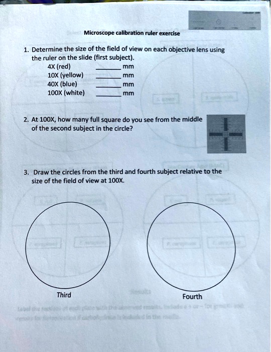 SOLVED: Microscope Calibration Ruler Exercise Determine the size of the field of view on each ...