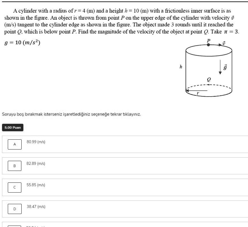 [GET ANSWER] a cylinder with a radius of r 4 m and a height 10 m with a ...