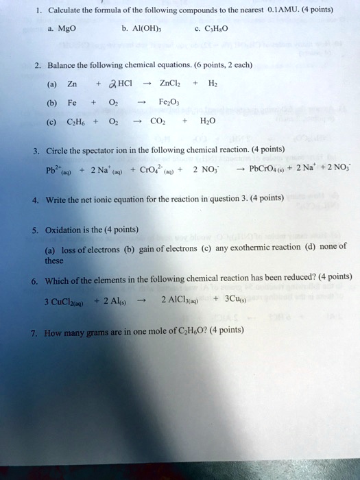 SOLVED: Text: Calculate the formula of the following compounds to the ...