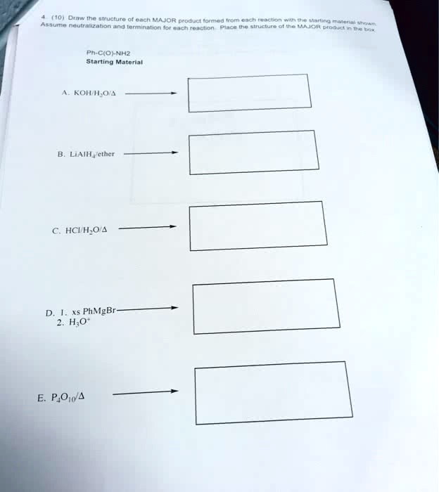 SOLVED: 4 (10) Draw the structure of each MAJOR product formed from ...