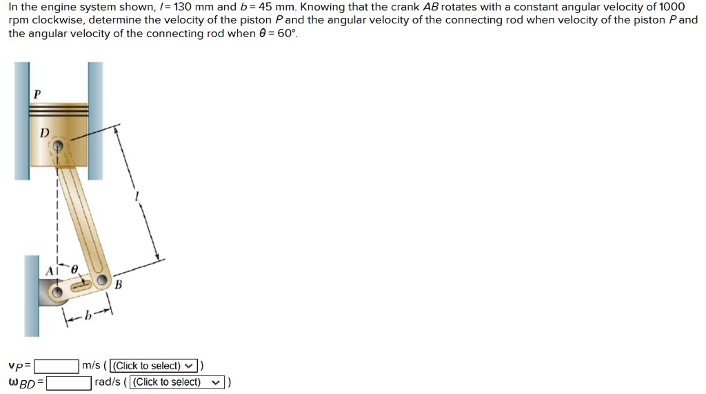 SOLVED: In the engine system shown, d = 130 mm and b = 45 mm. Knowing ...