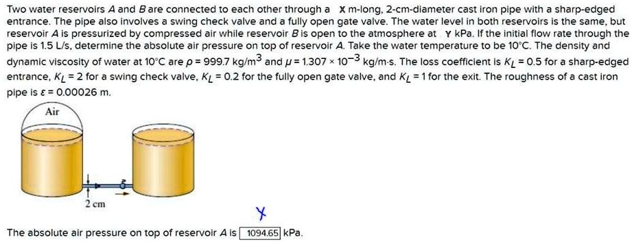 SOLVED: Texts: take x=34 Two water reservoirs A and B are connected to ...