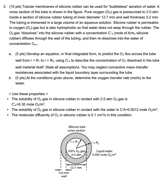 SOLVED: Tubular membranes of silicone rubber can be used for "bubbleless" aeration of water. A ...