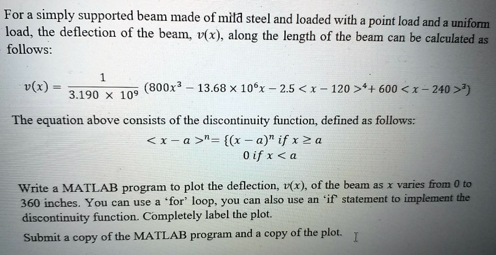 SOLVED: Please explain the steps in the code. For a simply supported ...