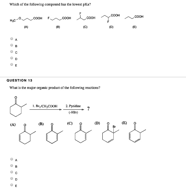 SOLVED: Which of the following compounds has the lowest pKa? COOH COOH ...
