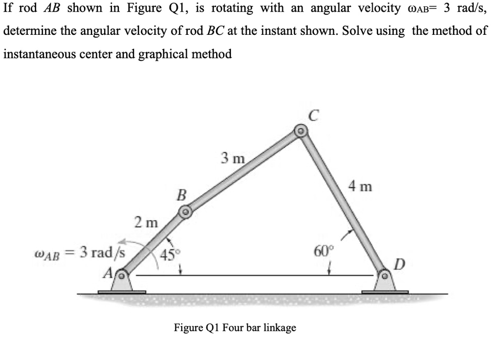 If Rod Ab Shown In Figure Q1 Is Rotating With An Angular Velocity ωab 3 Rad S Determine The
