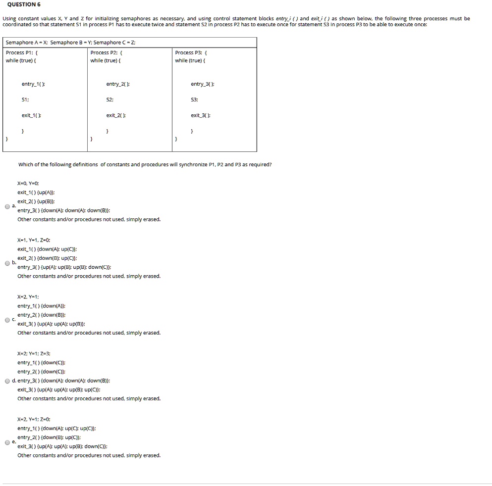 Solved Using Constant Values X Y And Z For Initializing Semaphores 2306