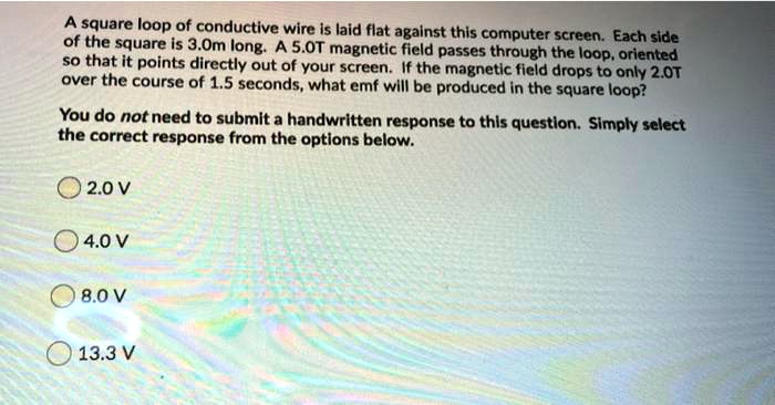 SOLVED:A square Ioop of conductive wire Is laid flat against this computer screen of the square ...