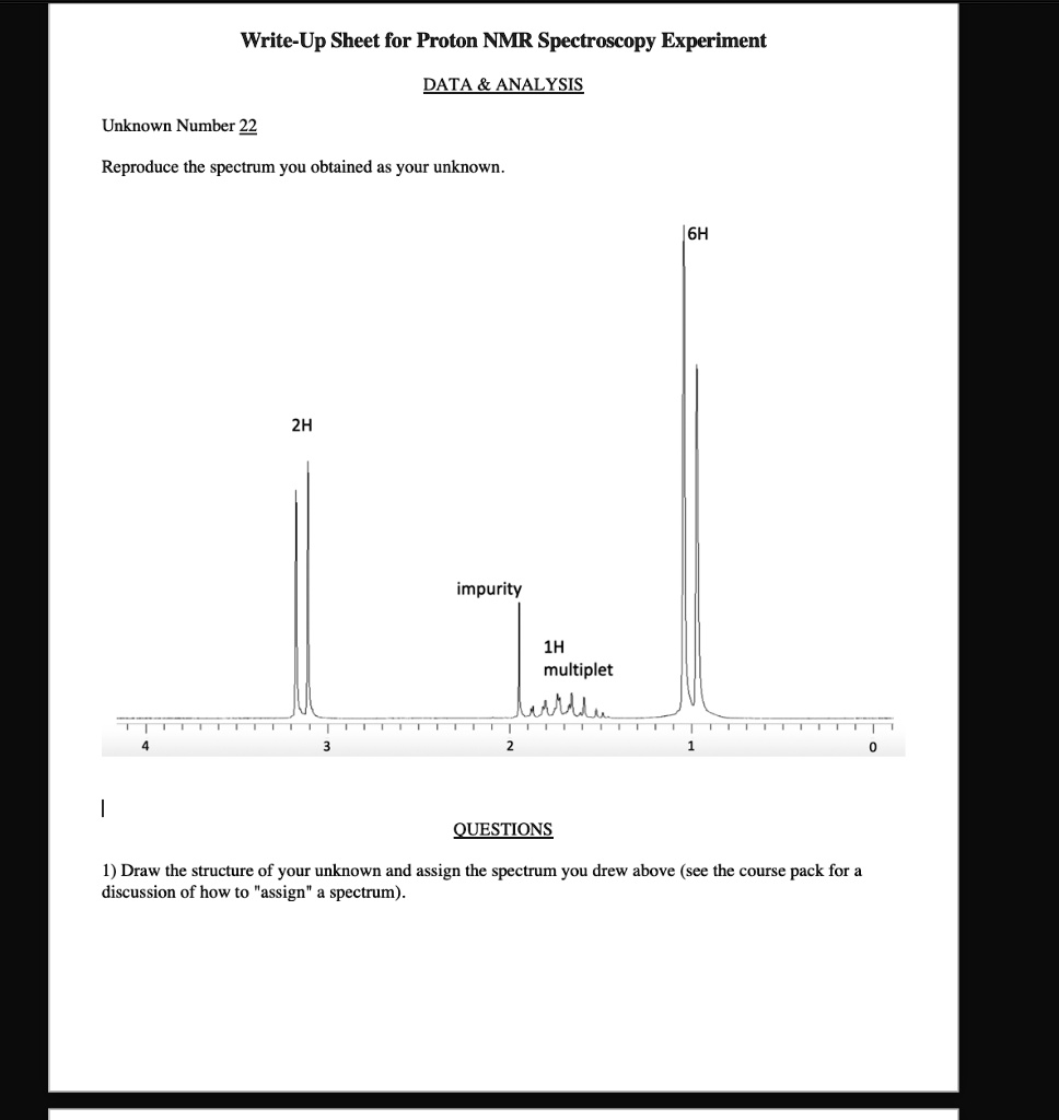 Write-Up Sheet for Proton NMR Spectroscopy Experiment… - SolvedLib