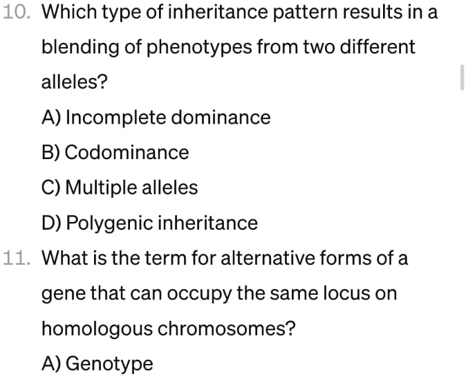 Which Type Of Inheritance Pattern Results In A Blending Of Phenotypes From Two Different Alleles 
