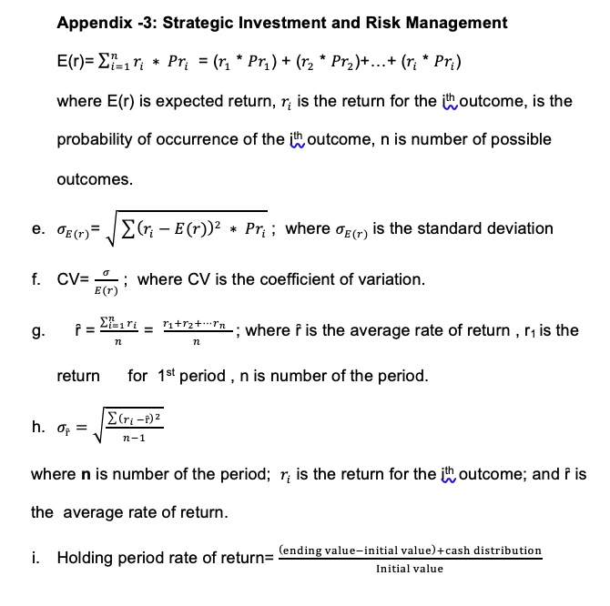 SOLVED:Appendix -3: Strategic Investment and Risk Management E()- Ei-1a ...