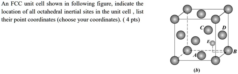 an fcc unit cell shown in following figure indicate the location of all ...