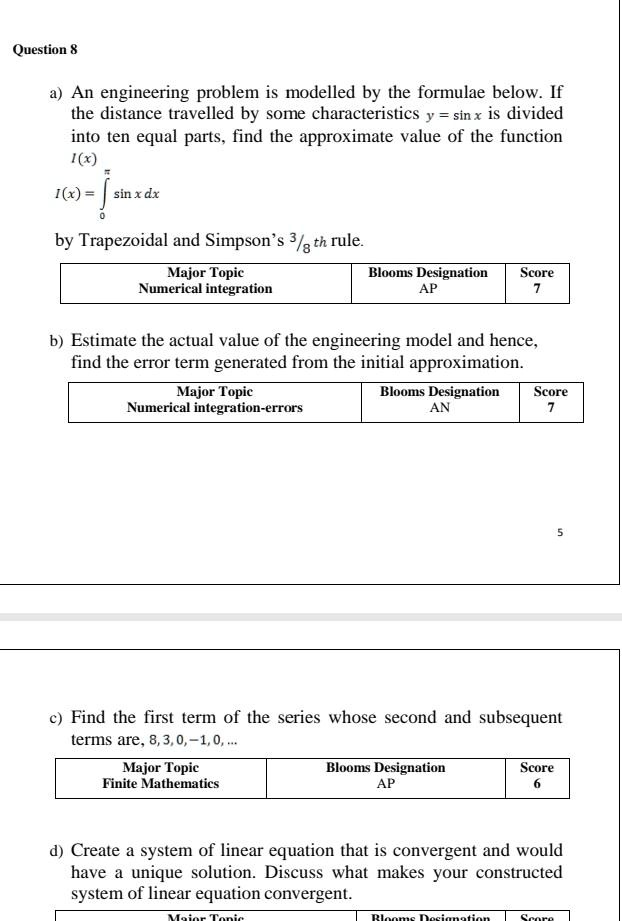SOLVED: Question 8 a An engineering problem is modelled by the formulae ...