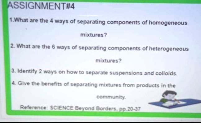 SOLVED: Paki sagot po, salamat. 1 to 5 ASSIGNMENT #4: What are the 4 ...