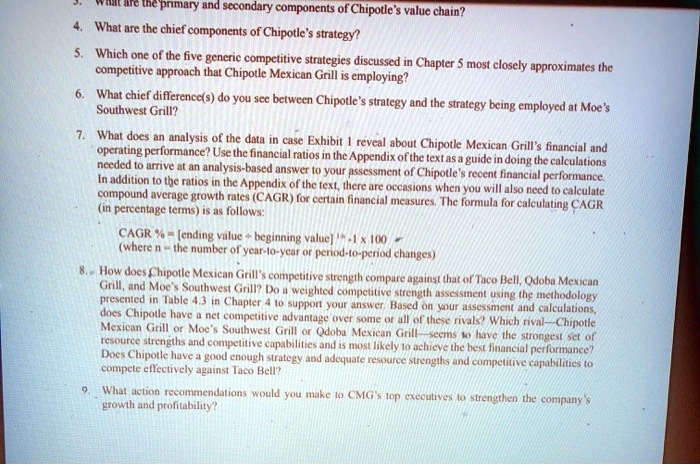 SOLVED: primary and secondary components of Chipotle's value chain? 4 ...