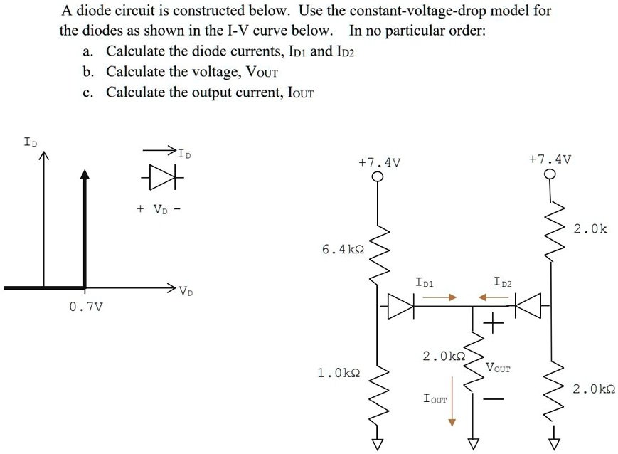 SOLVED: A diode circuit is constructed below. Use the constant-voltage-drop model for the diodes ...